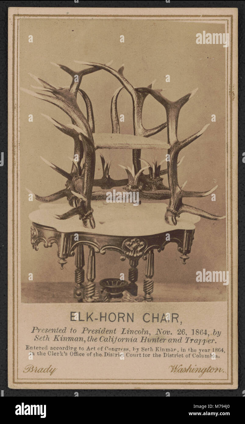 The Elk-Horn Chair, presented to President Abraham Lincoln by Seth ...
