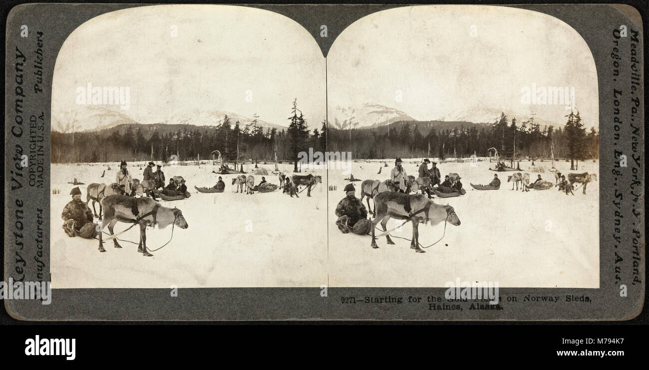 An early 20th-century image showing prospectors starting their journey ...
