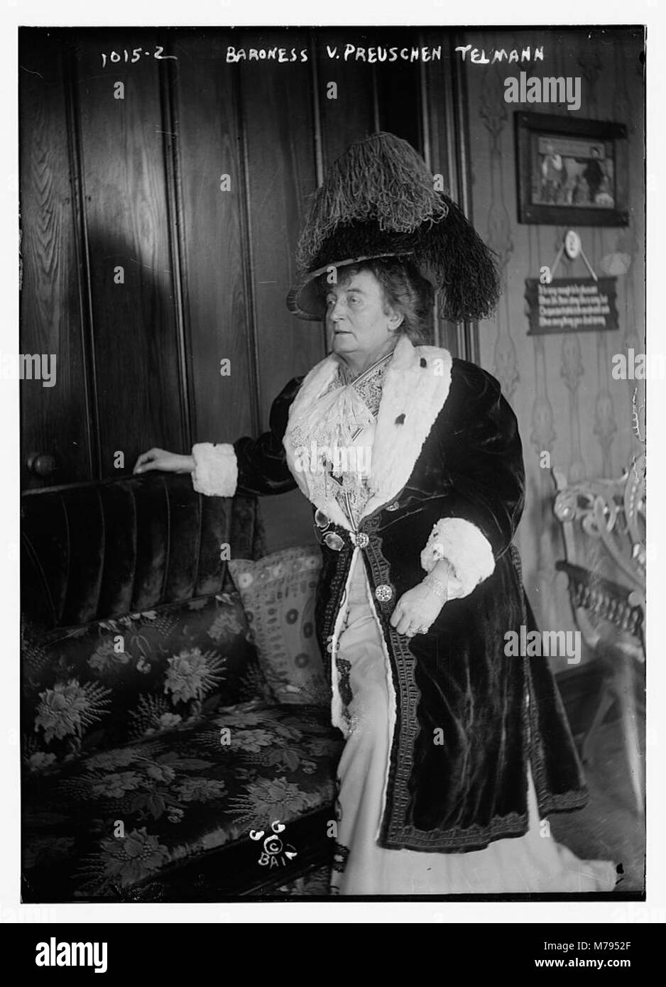 A formal portrait of Baroness V. Preuschen Telmann, capturing her ...