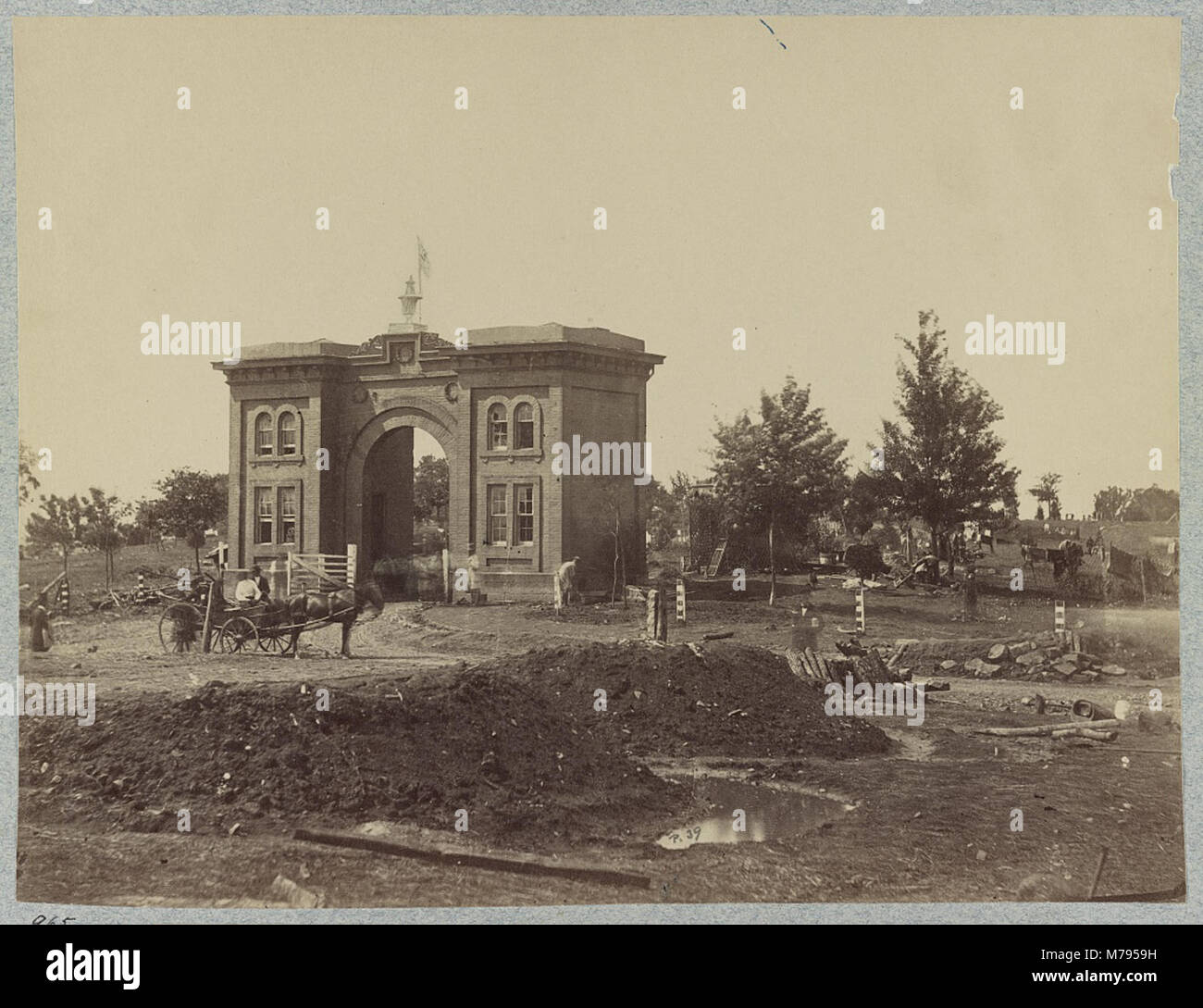 This photograph shows the cemetery gate at the Gettysburg Battlefield ...