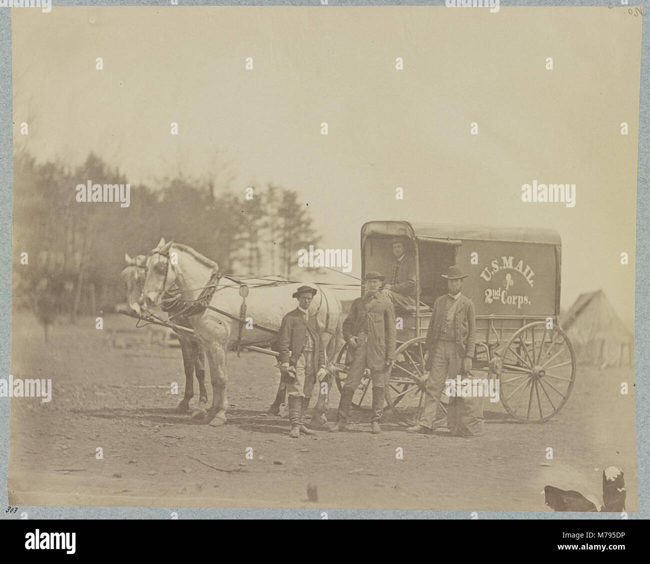 A mail wagon from the 2nd Army Corps is shown, emphasizing military ...