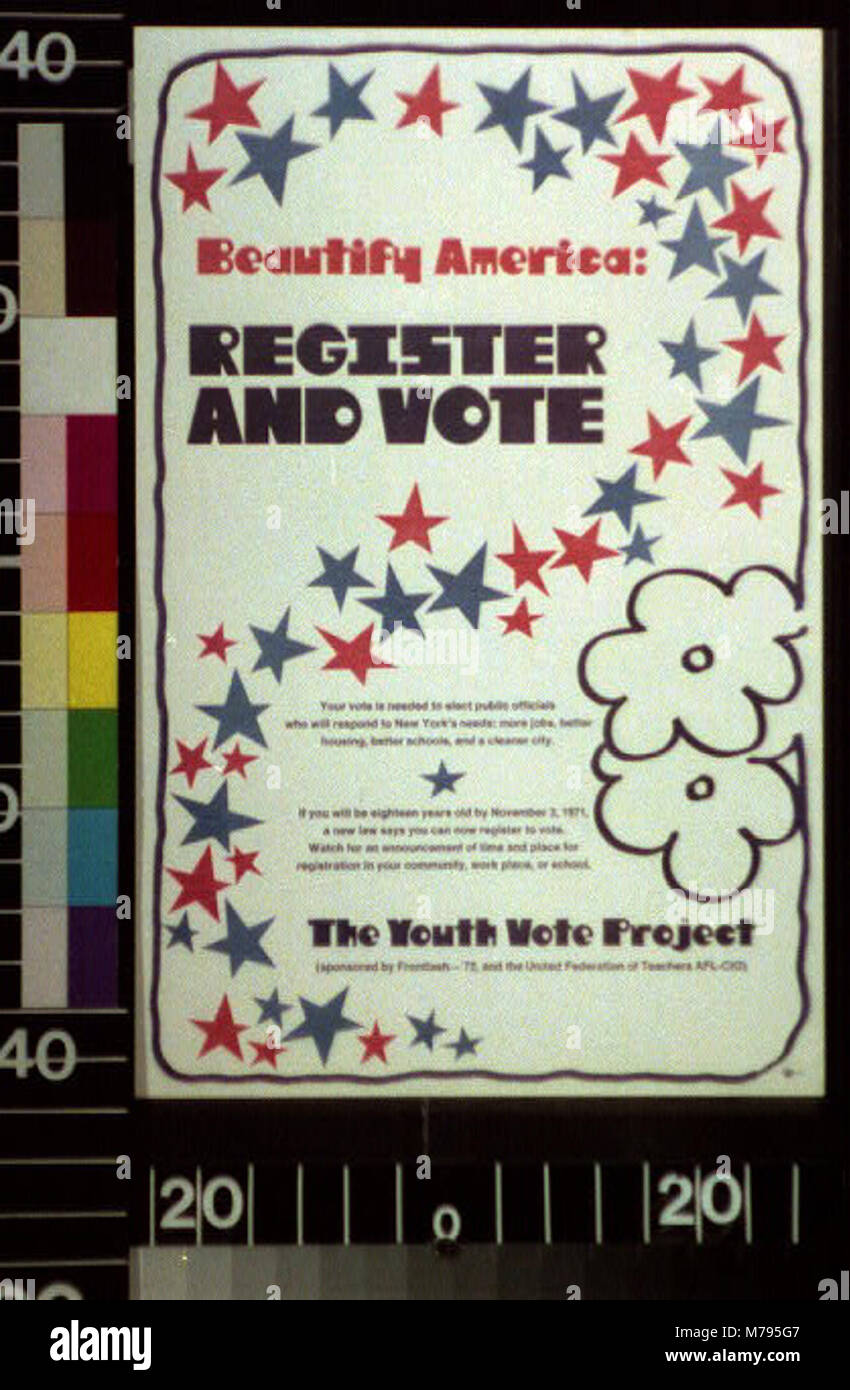 The campaign slogan 'Beautify America - register and vote' encourages ...