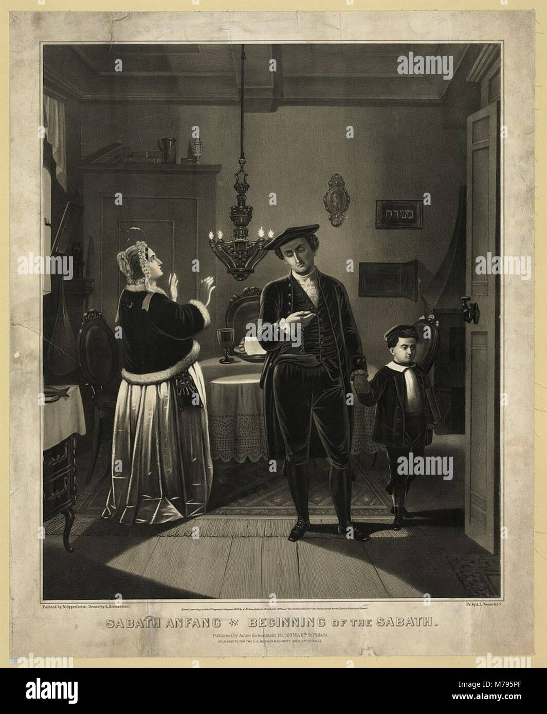 This image represents the beginning of the Sabbath, likely depicting a ...