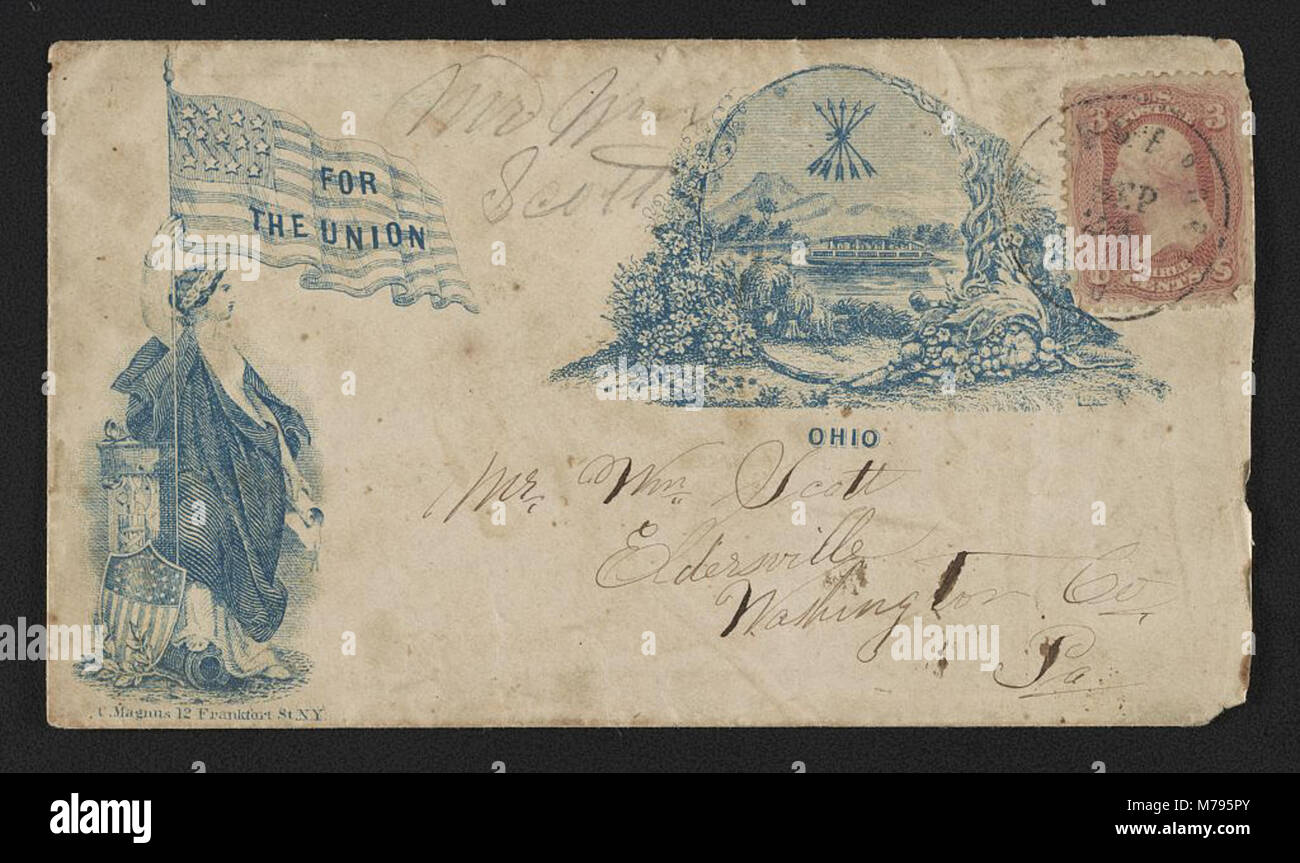 This Civil War-era envelope features an image of Columbia holding the ...