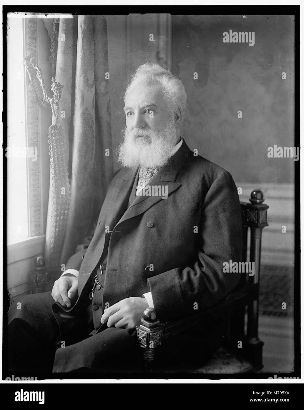 A portrait of Alexander Graham Bell, inventor of the telephone ...