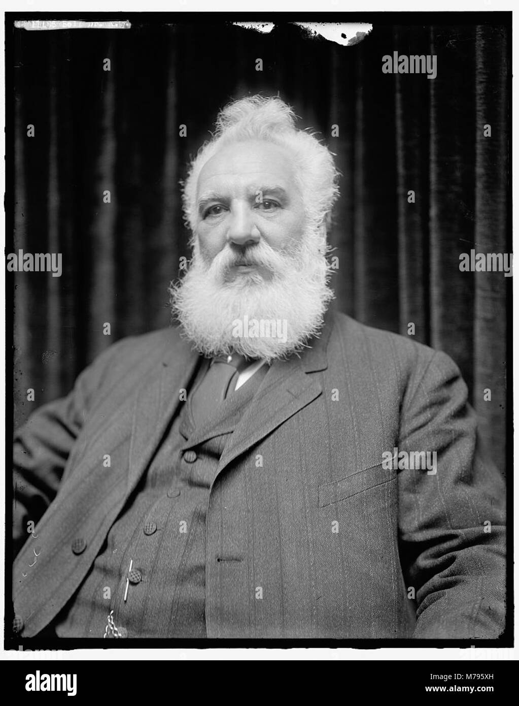 This image features Alexander Graham Bell, the inventor of the ...