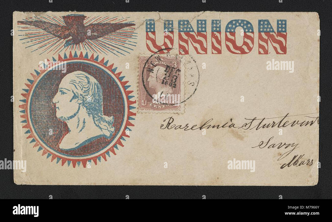 A Civil War-era envelope featuring a portrait of George Washington ...