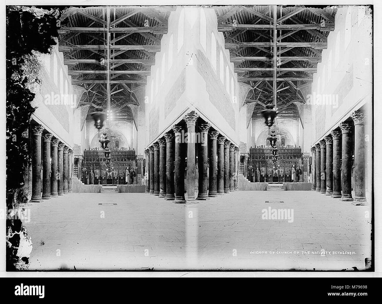 An interior photograph of the Church of the Nativity in Bethlehem ...