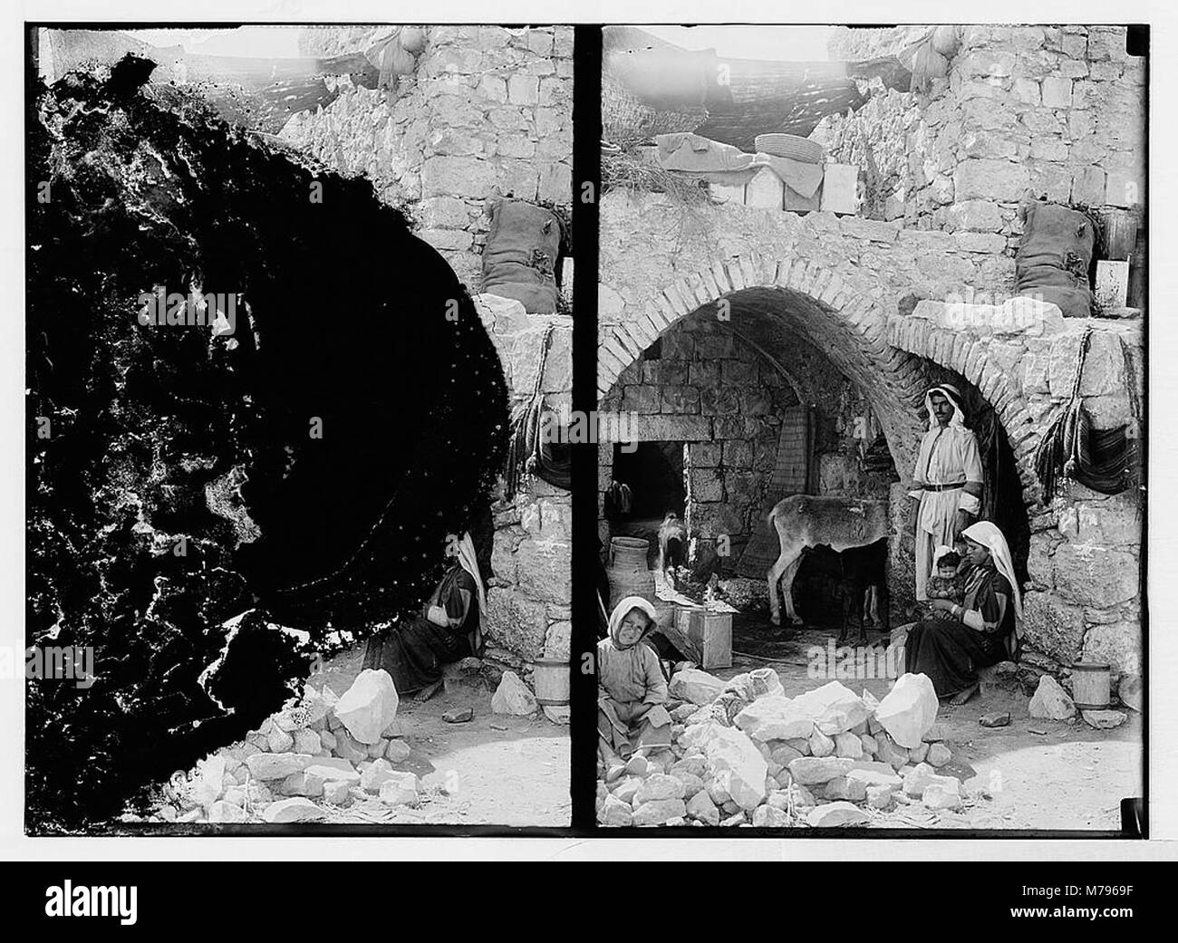 A historical photograph showing a native home near Bethlehem, offering ...