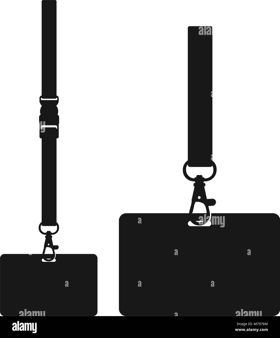 Silhouette of lanyard with neckband. Flat color symbol. Vector ...