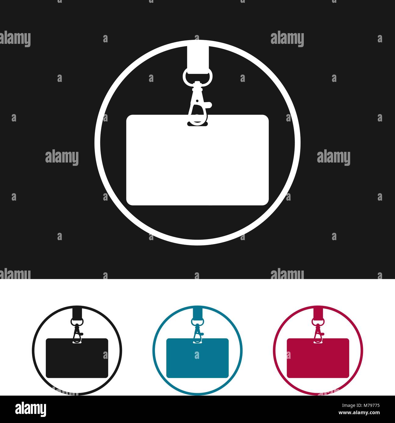 Icon of lanyard. Different color options. Flat color. Vector ...