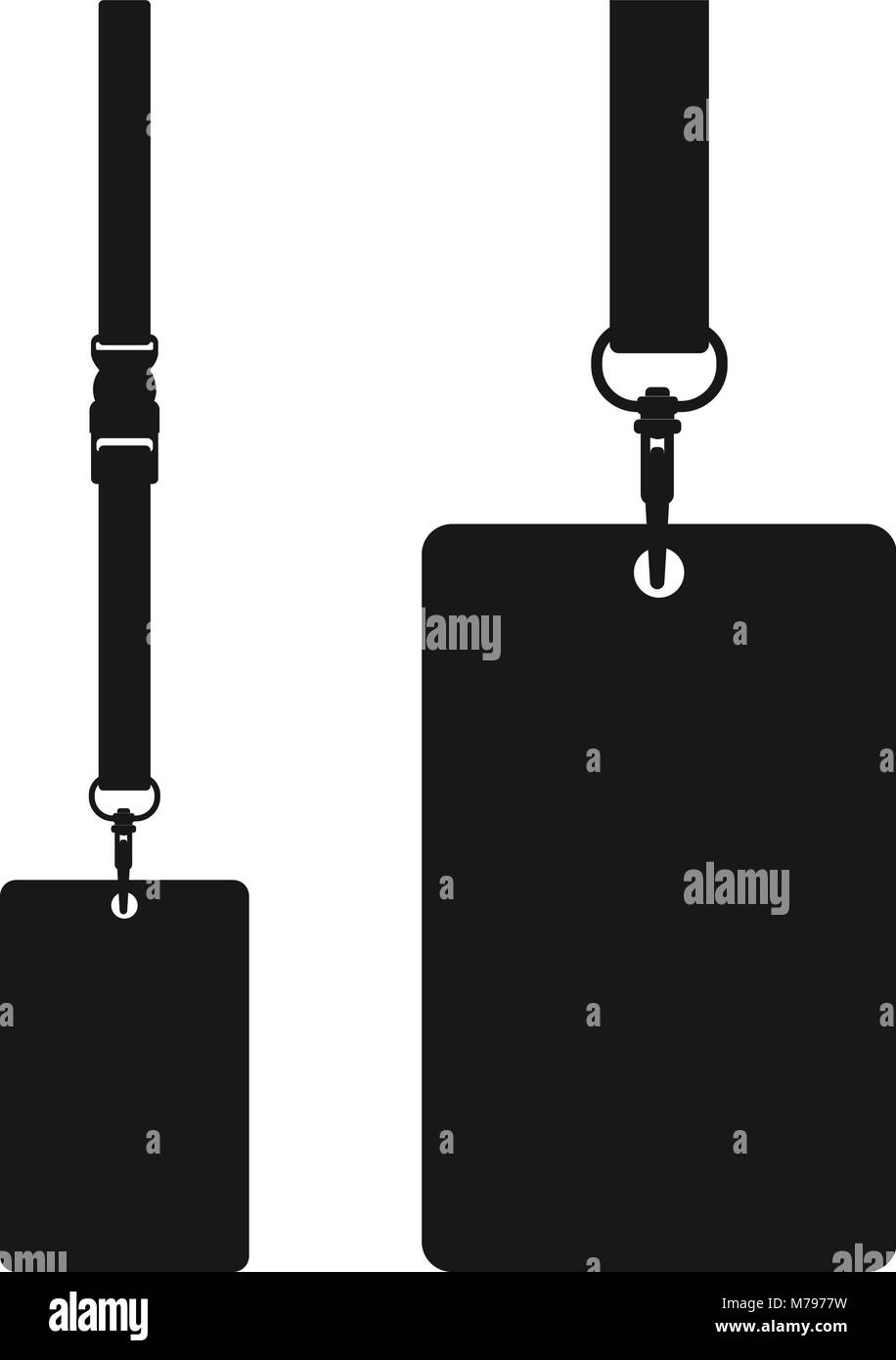 Silhouette of lanyard with neckband. Flat color symbol. Vector ...