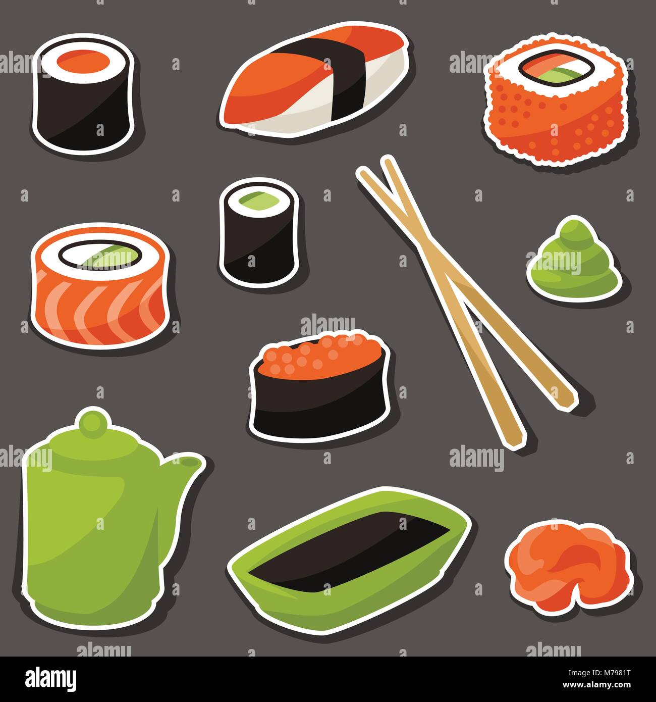 Icon set of various sushi Stock Vector Image & Art - Alamy