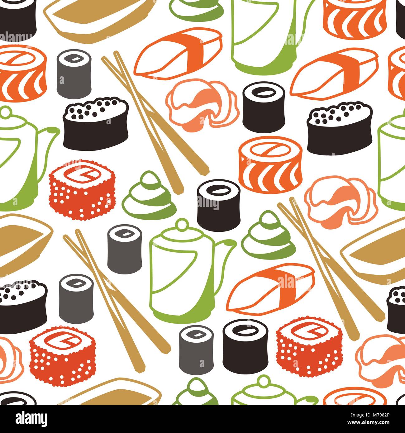 Sushi seamless background Stock Vector Images - Alamy