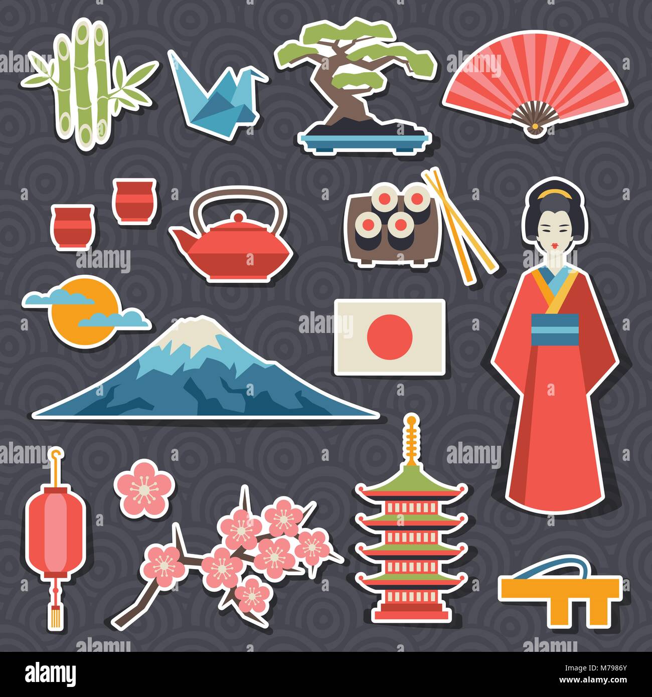 Japan icons and symbols set Stock Vector Image & Art - Alamy
