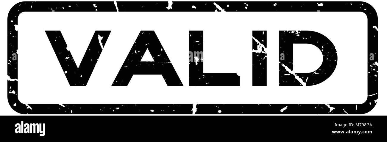 Grunge black valid square rubber seal stamp on white background Stock ...