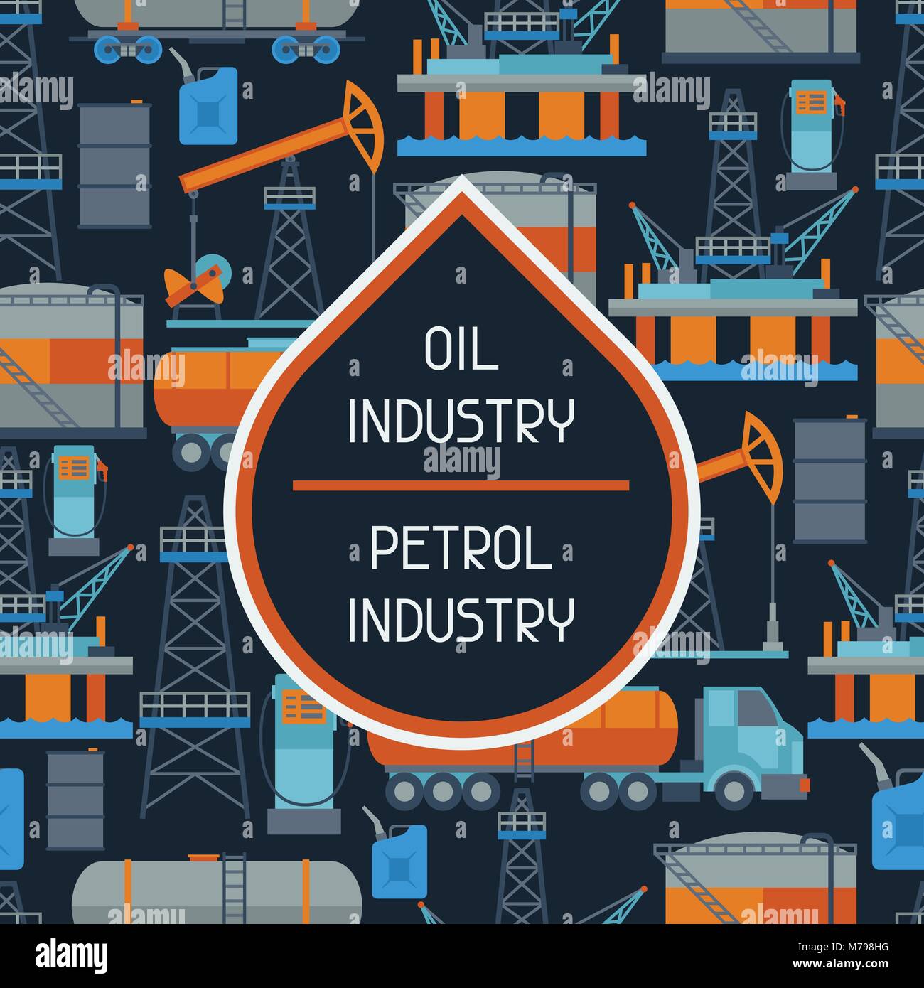 Industrial seamless pattern with oil and petrol icons Stock Vector ...