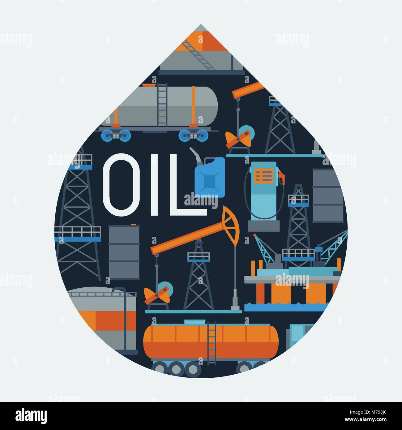 Industrial background design with oil and petrol icons Stock Vector ...