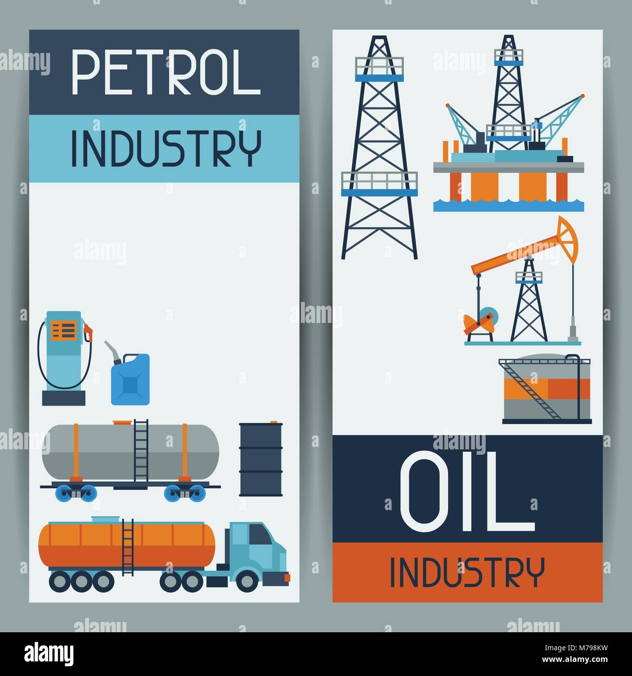 Industrial banners design with oil and petrol icons Stock Vector Image ...