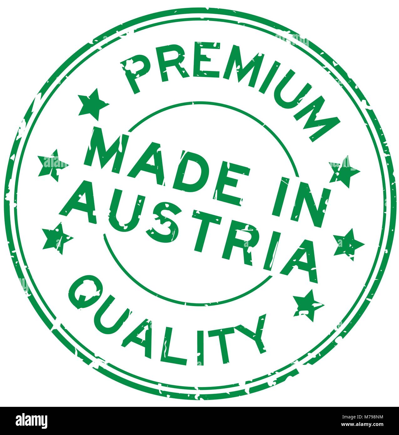 Grunge green premium quality made in Austria round rubber seal stamp on ...