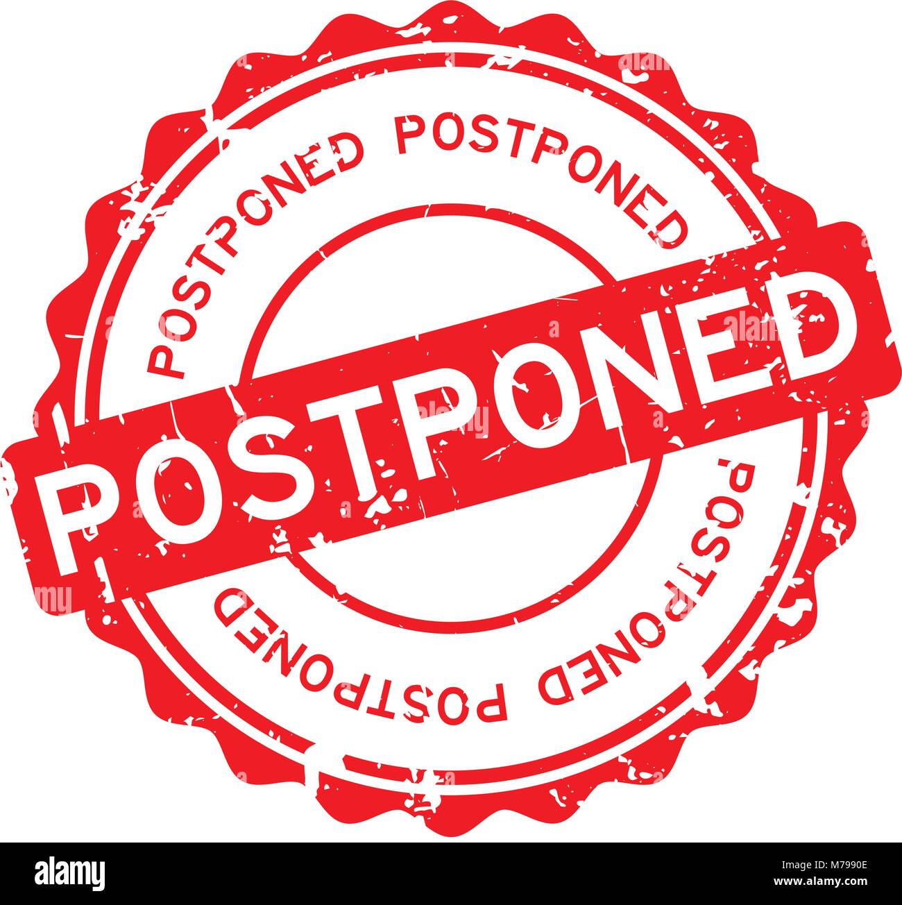Grunge red postponed word round rubber seal stamp on white background Stock Vector Image & Art ...