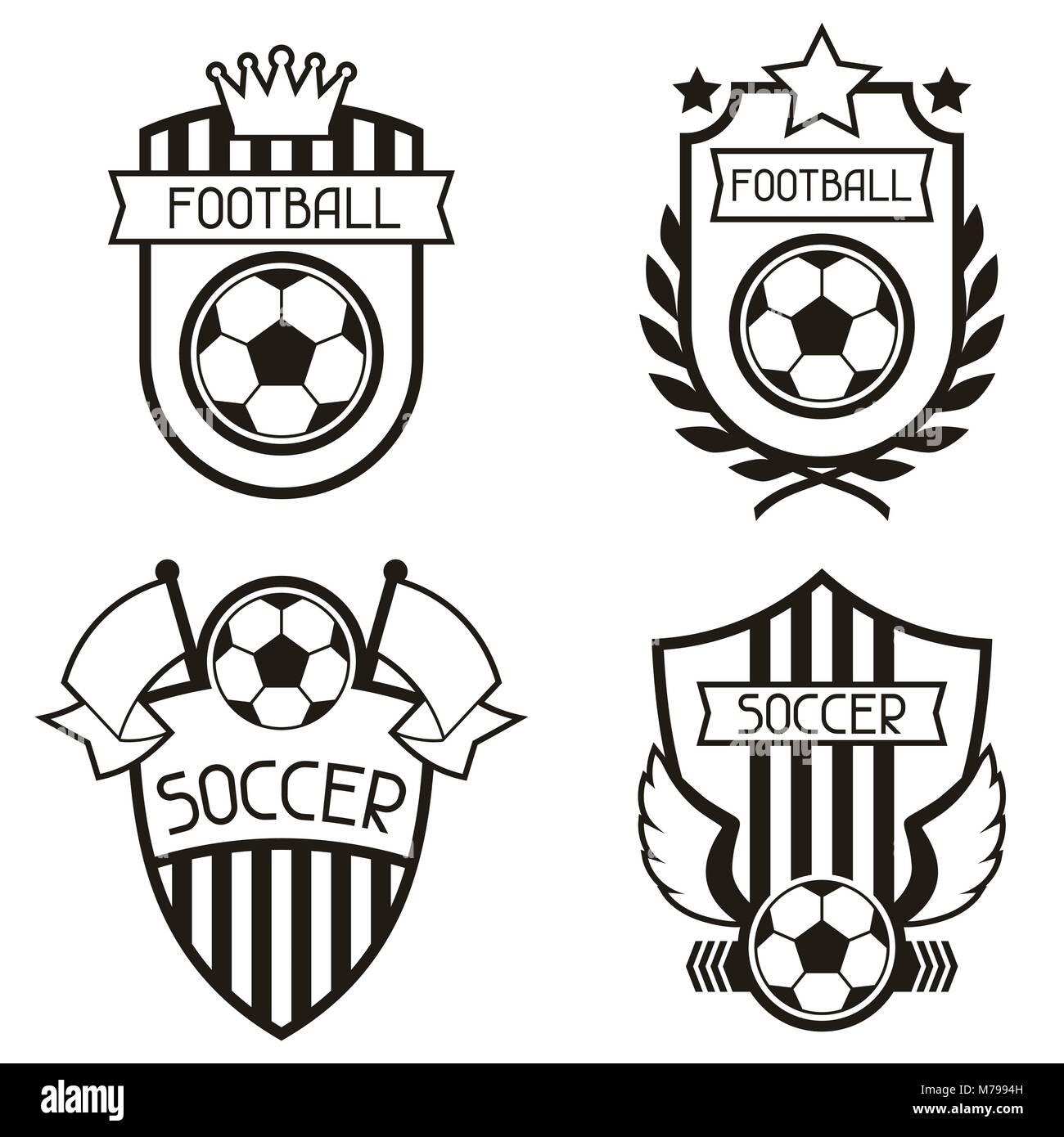Set of sports labels with soccer football symbols Stock Vector Image ...