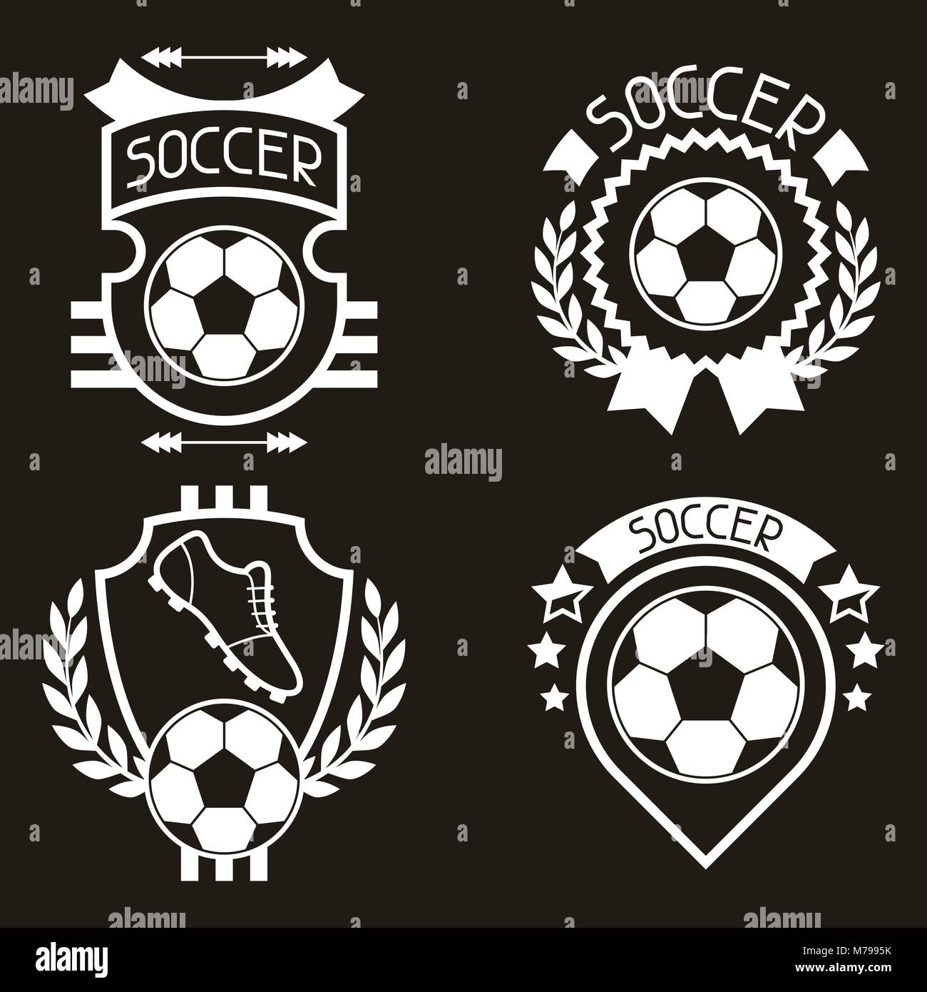 Set of sports labels with soccer football symbols Stock Vector Image ...