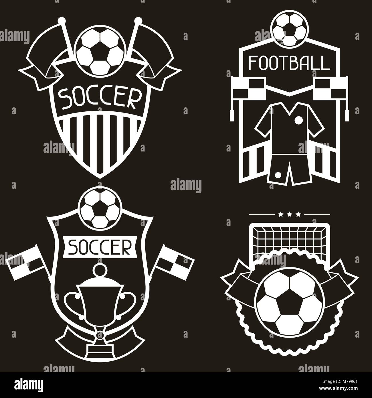 Set of sports labels with soccer football symbols Stock Vector Image ...