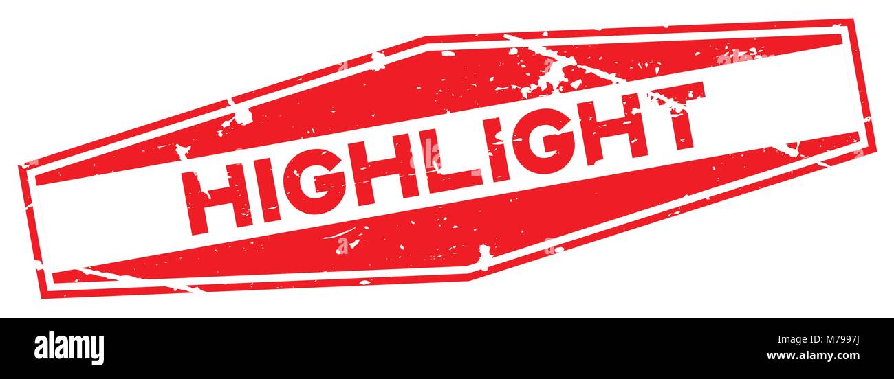 Grunge red highlight wording hexagon rubber seal stamp on white ...