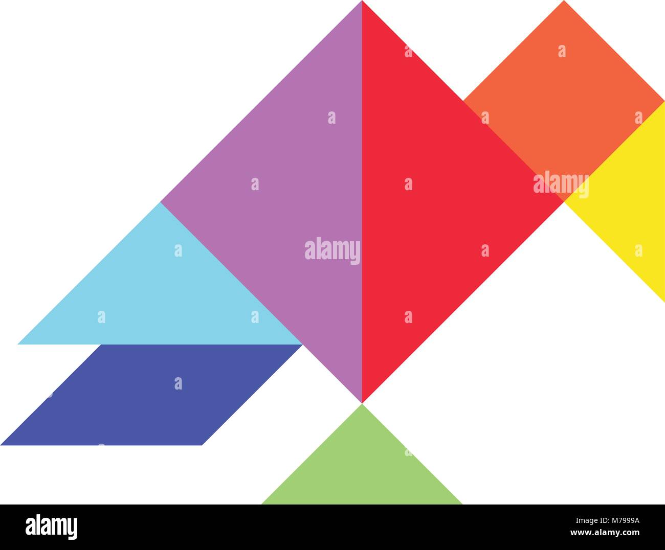 Colorful tangram puzzle in vulture shape on white background (vector ...