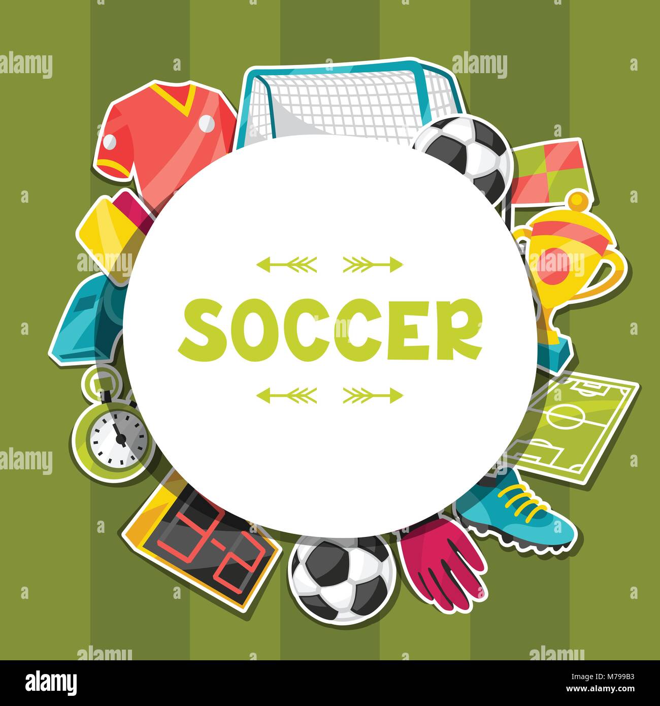 Sports background with soccer sticker symbols Stock Vector Image & Art ...