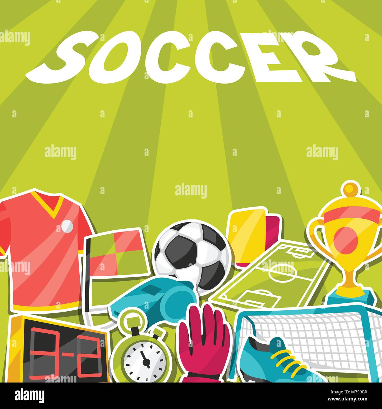 Sports background with soccer sticker symbols Stock Vector Image & Art ...