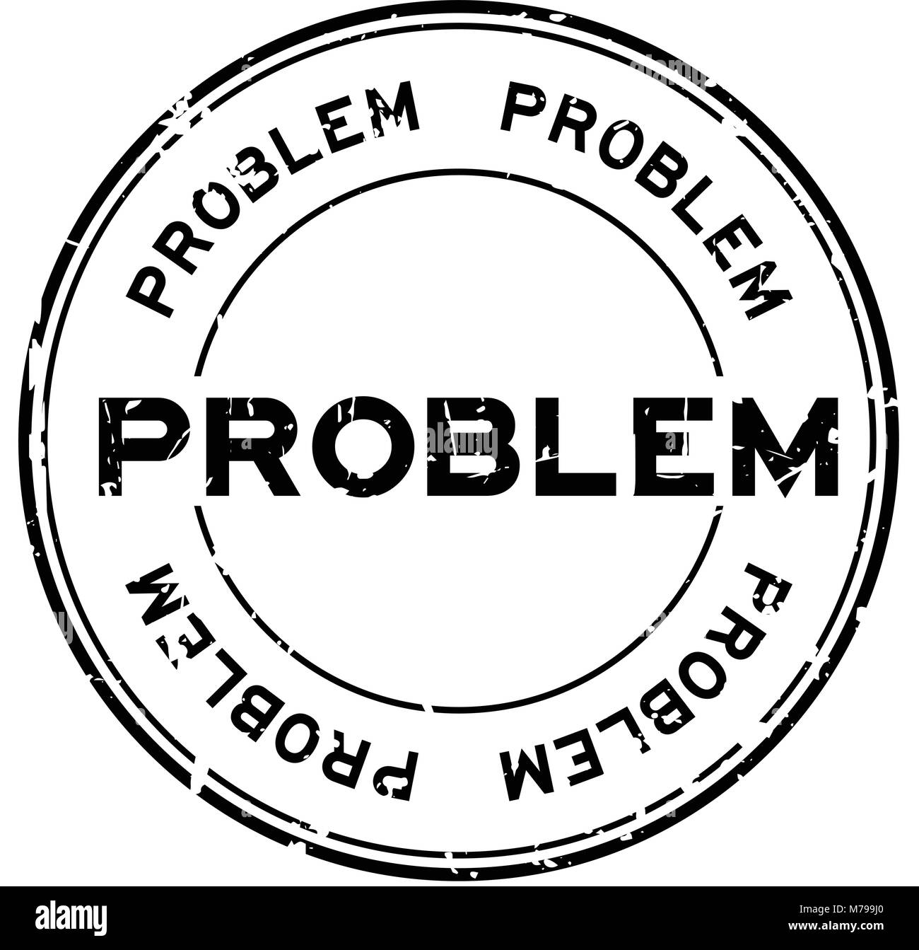 Grunge black problem round rubber seal stamp on white background Stock ...
