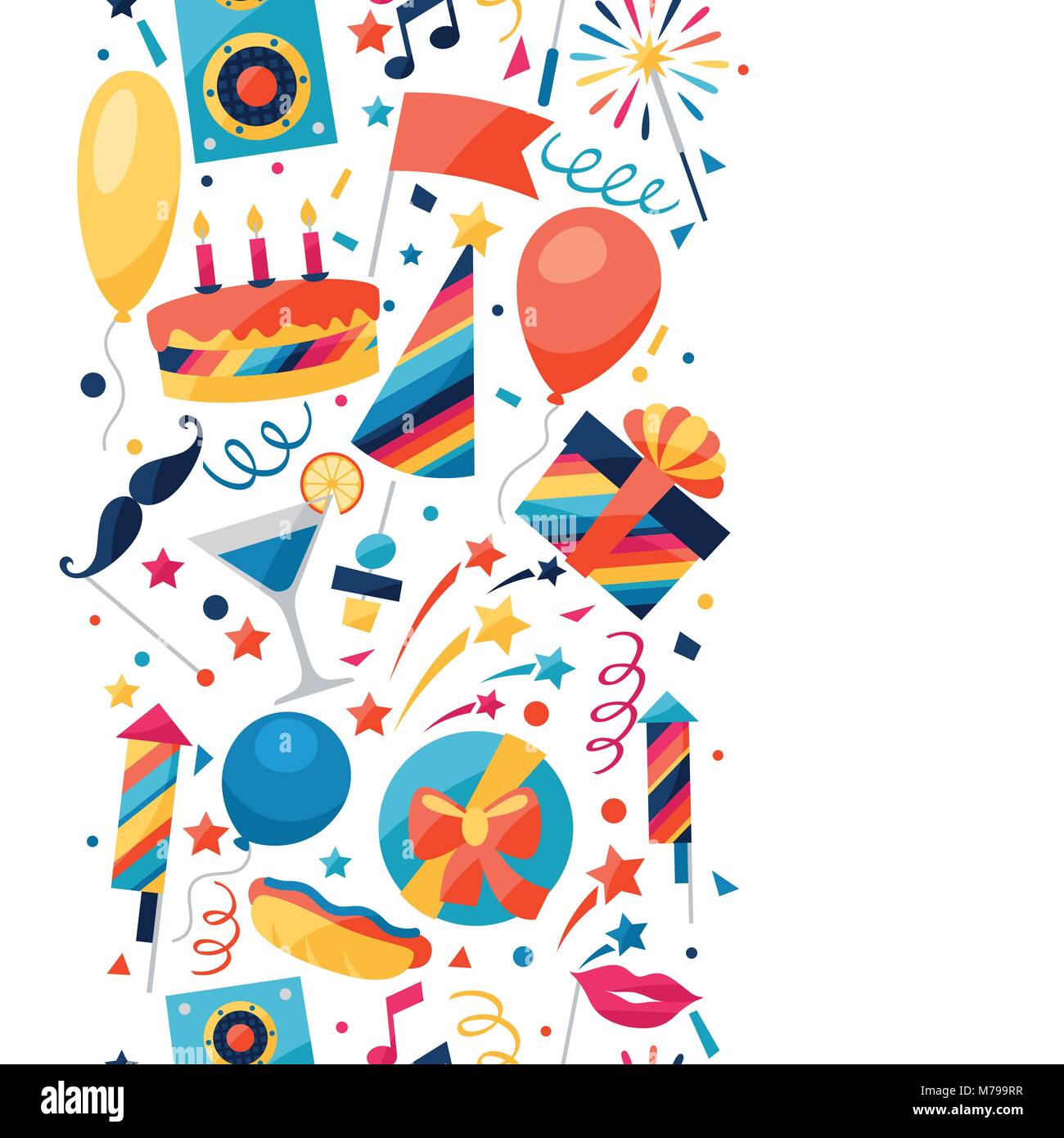 Celebration seamless pattern with party icons and objects Stock Vector ...