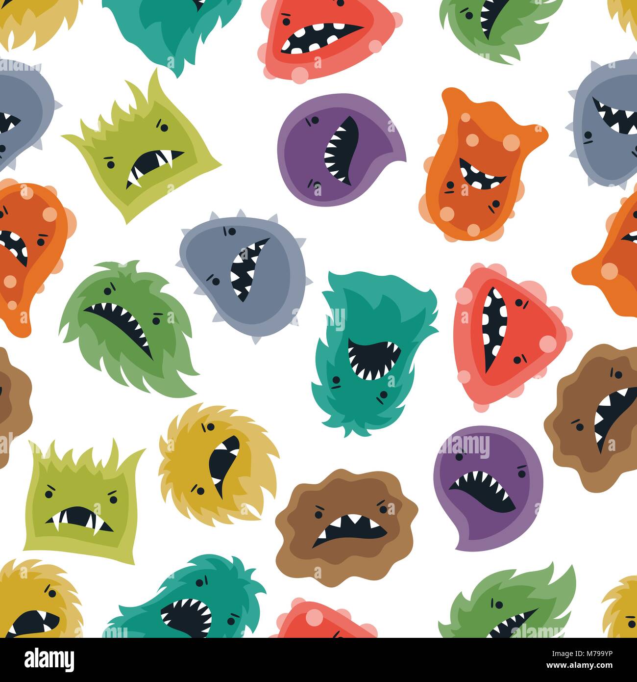 Seamless pattern with little angry viruses and monsters Stock Vector ...