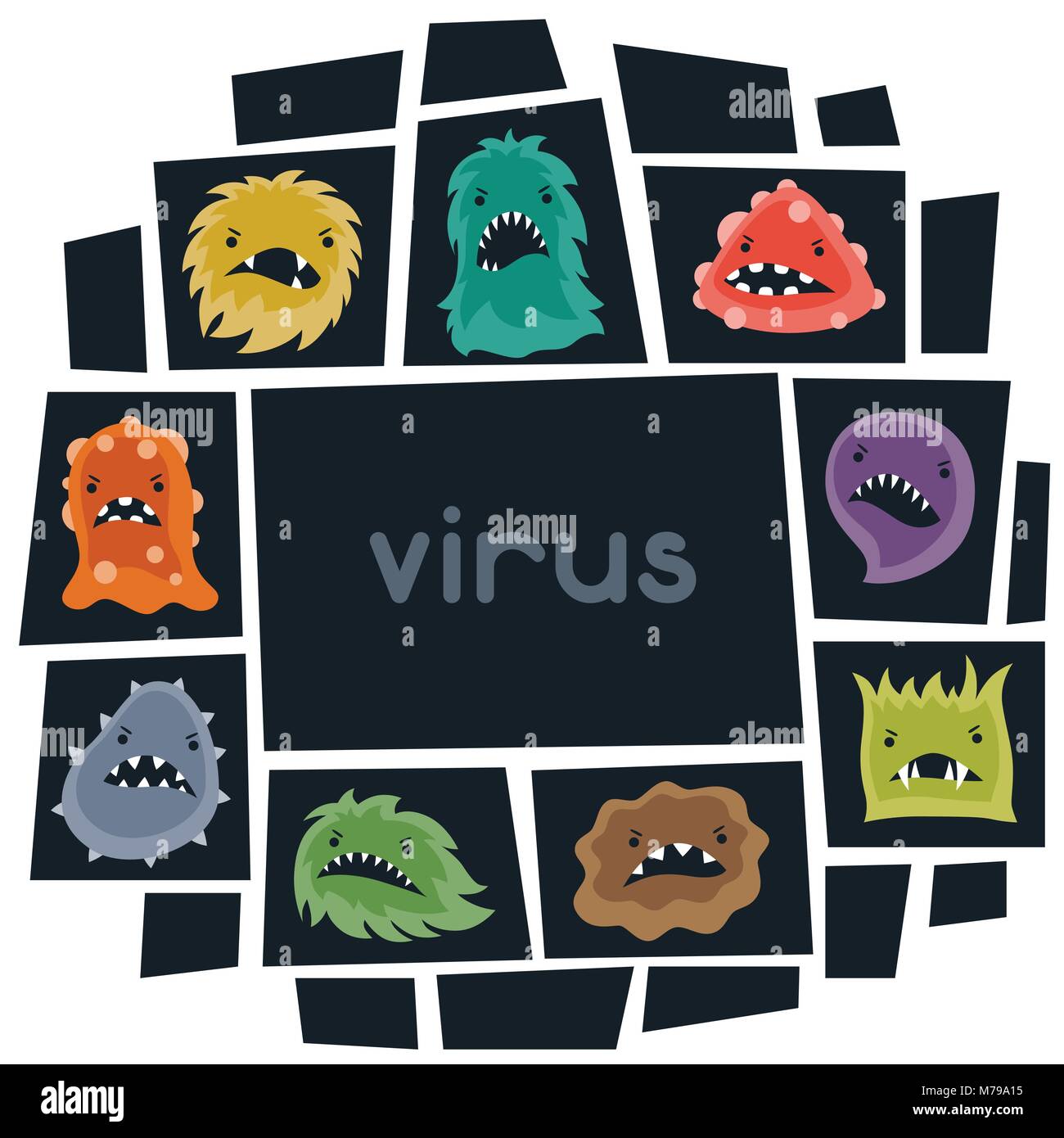 Background with little angry viruses and monsters Stock Vector Image ...