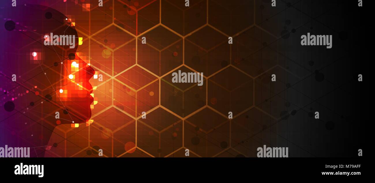 Abstract Artificial intelligence. Technology web background. Virtual ...