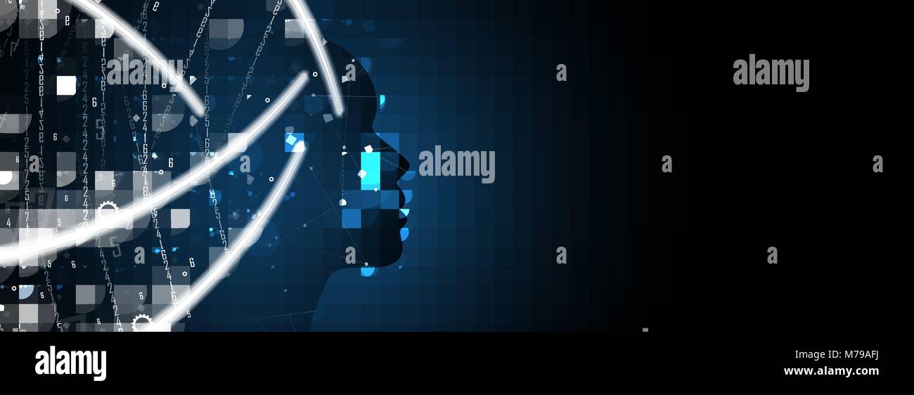 Abstract Artificial intelligence. Technology web background. Virtual ...