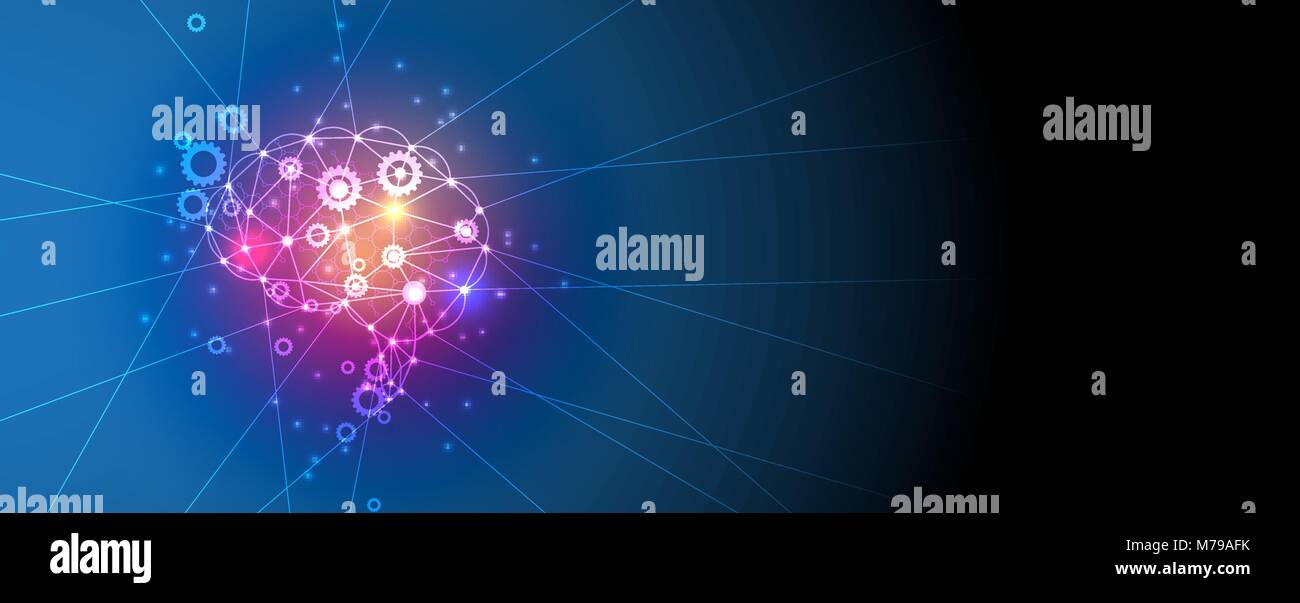 Abstract Artificial intelligence. Technology web background. Virtual ...