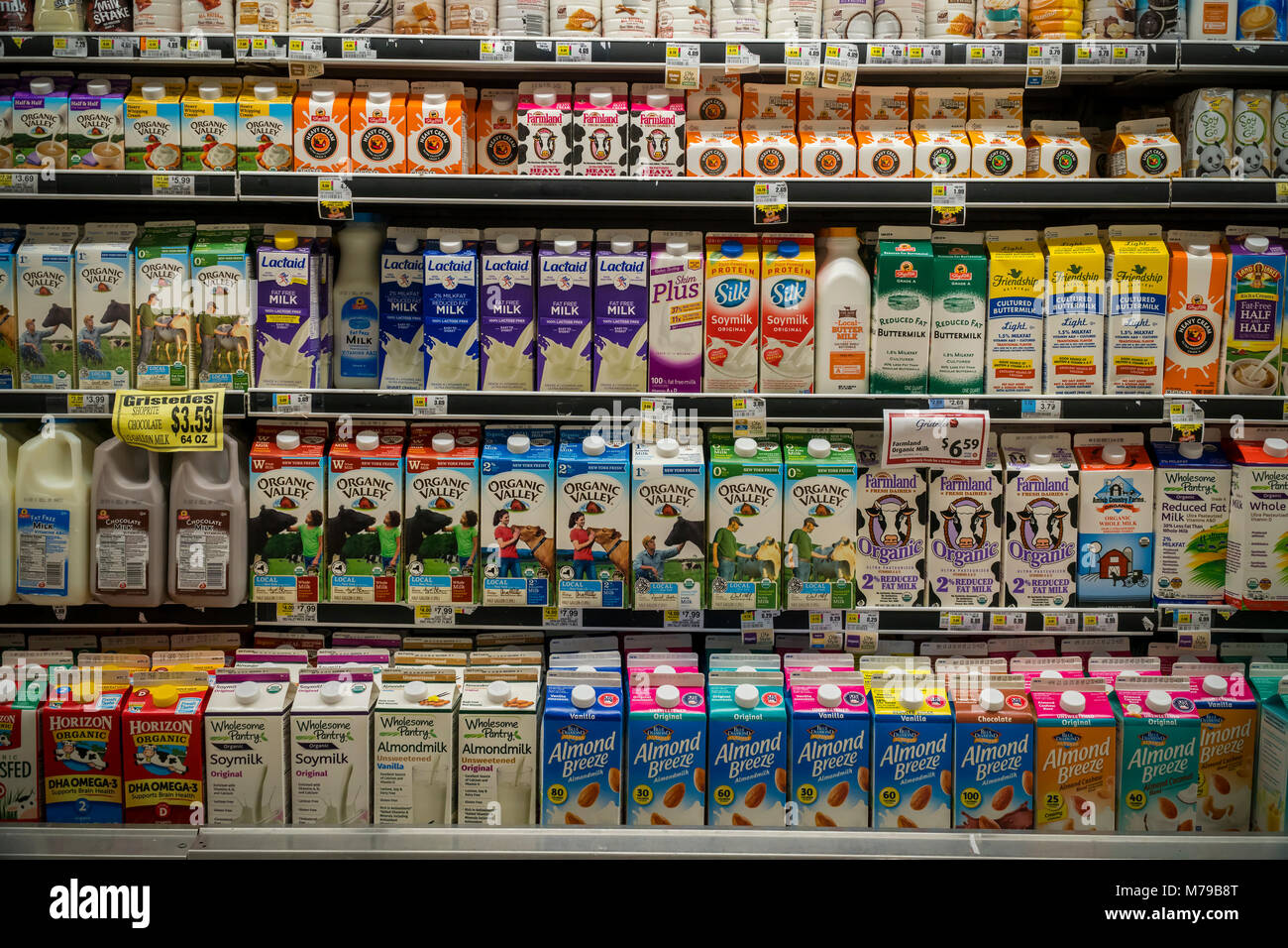 A wide and varied selection of milk and plant-based beverages in a ...