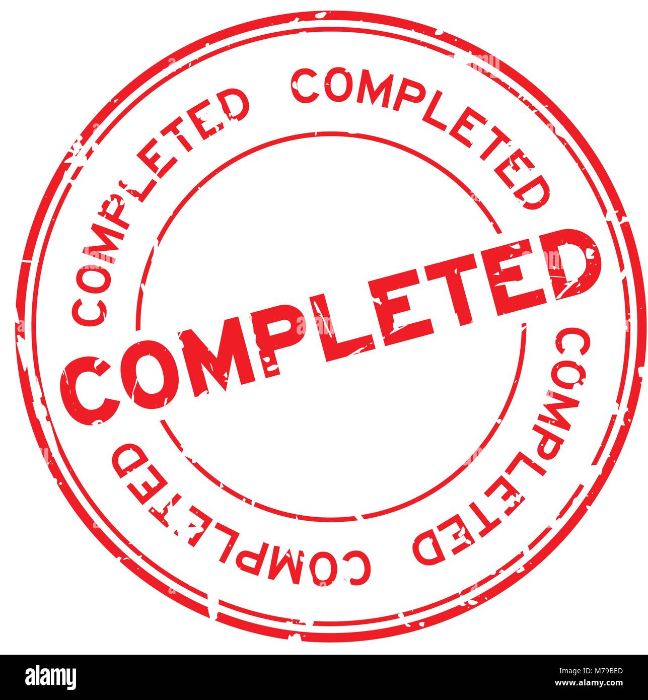 Grunge red completed wording round rubber seal stamp on white background Stock Vector Image ...