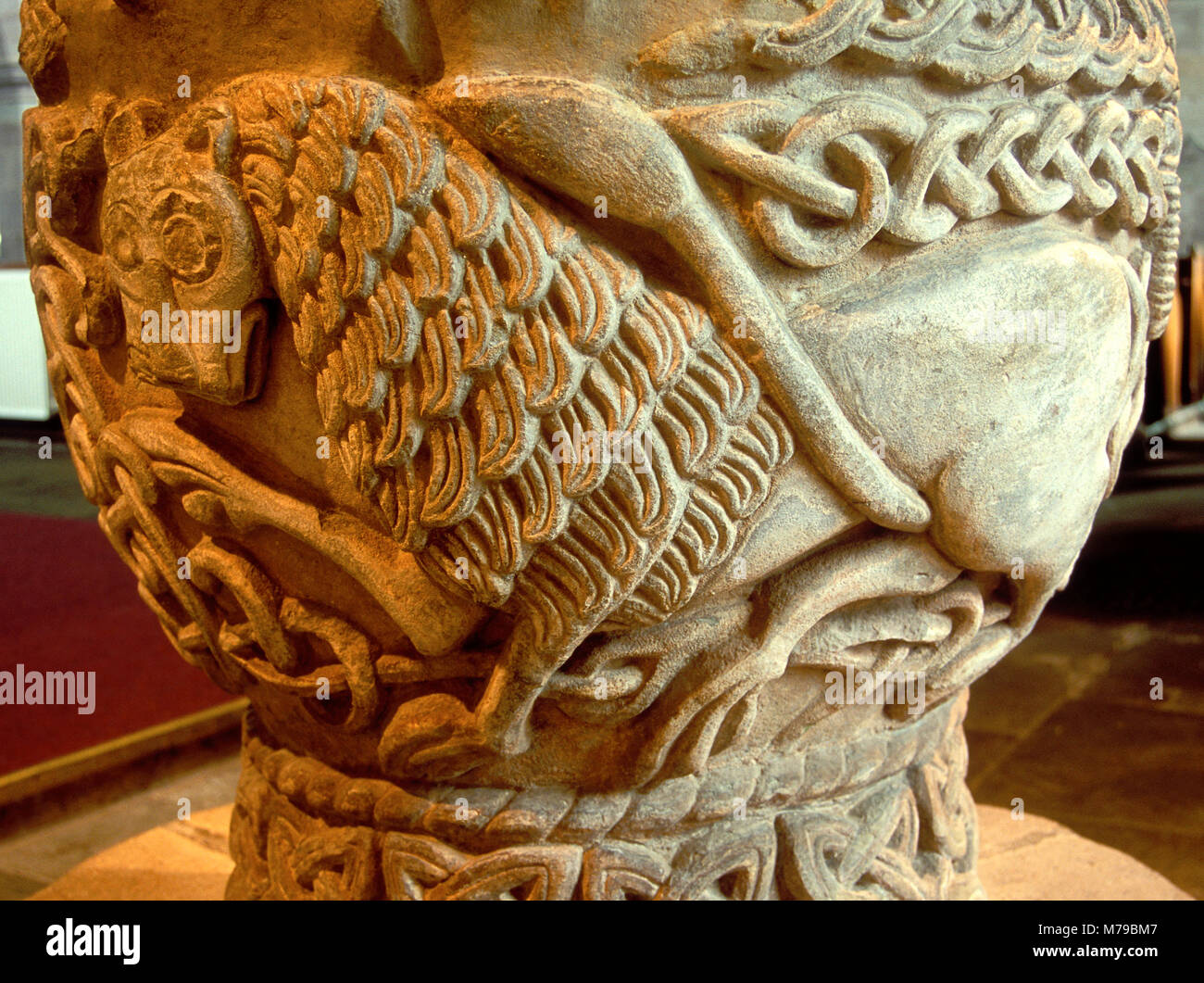 Twelfth century font in the parish church of St Mary Magdalene ...