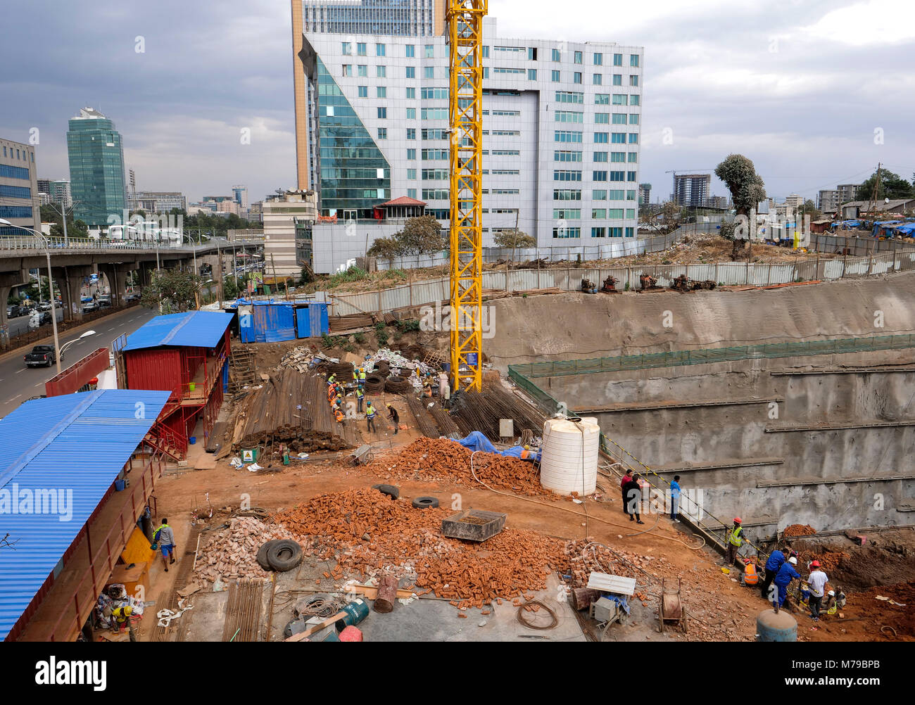 ETHIOPIA , Addis Ababa, LRT Light rail transport, green line, build by ...