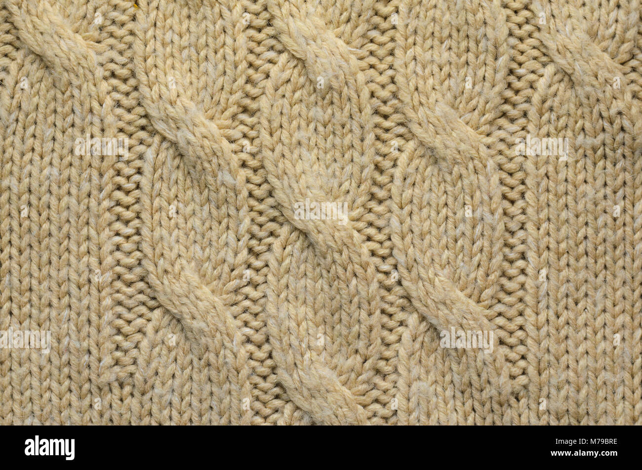 Knit Texture of Beige Wool Knitted Fabric with Cable Knits Pattern ...