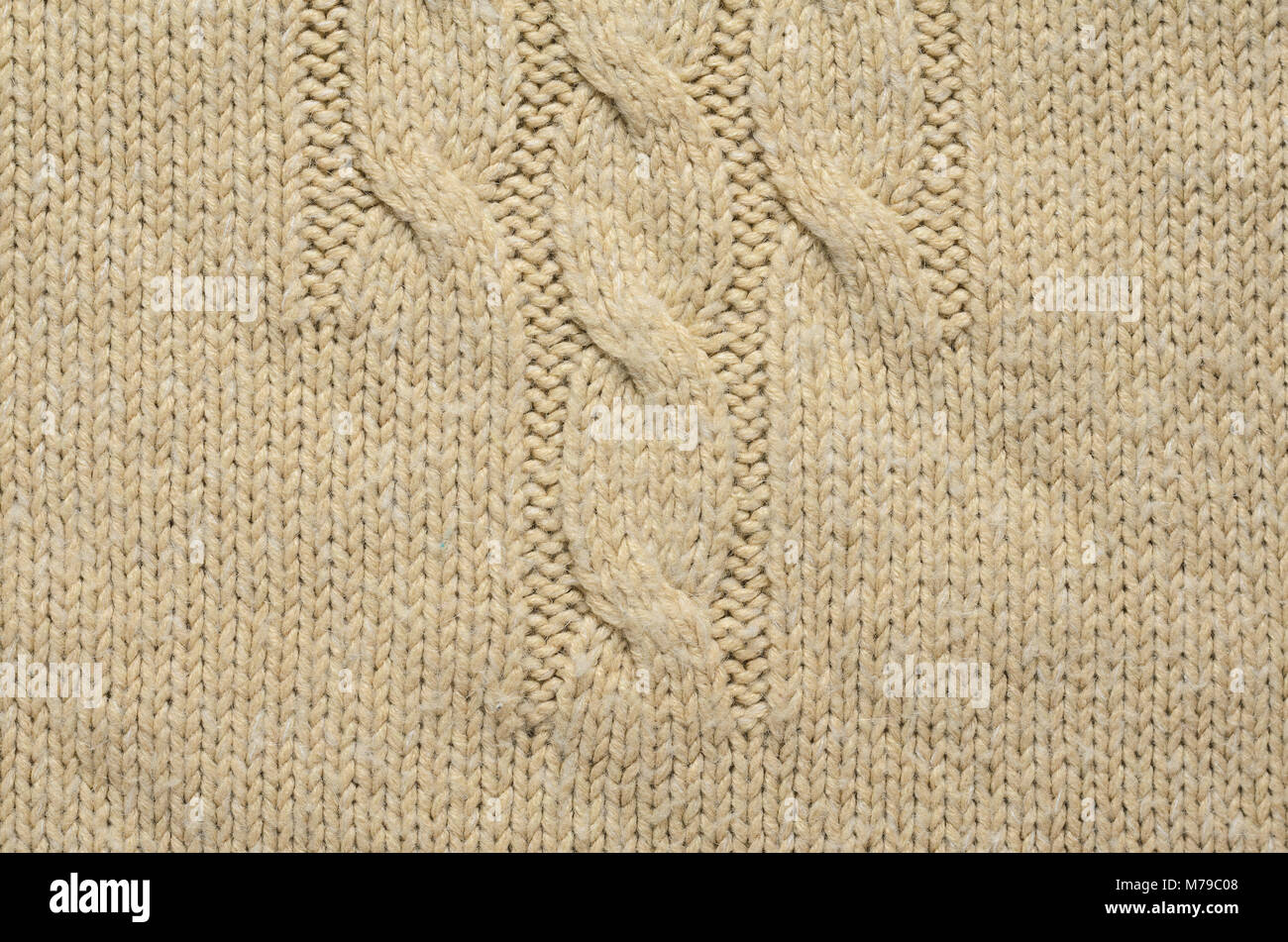 Knit Texture of Beige Wool Knitted Fabric with Cable Knits Pattern ...