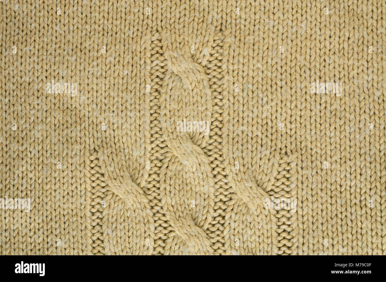 Knit Texture of Beige Wool Knitted Fabric with Cable Knits Pattern ...