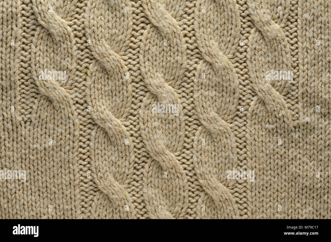 Knit Texture of Beige Wool Knitted Fabric with Cable Knits Pattern ...