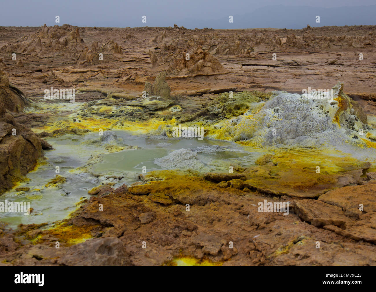 The colorful volcanic landscape of dallol in the danakil depression ...