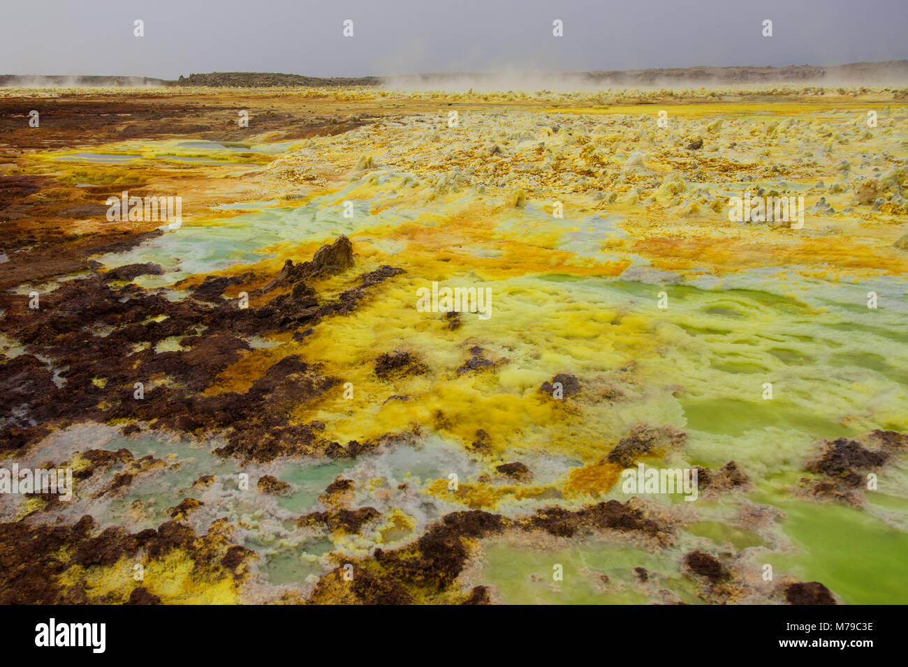 The colorful volcanic landscape of dallol in the danakil depression ...