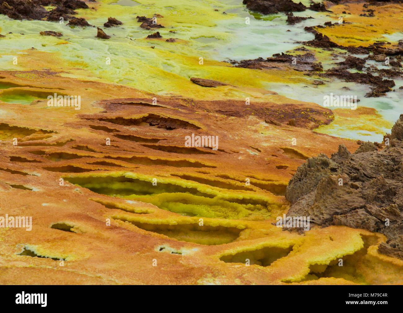 The colorful volcanic landscape of dallol in the danakil depression ...